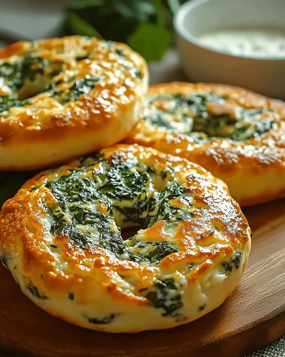 Easy Spinach Cottage Cheese Flagels (Flat Bagels)